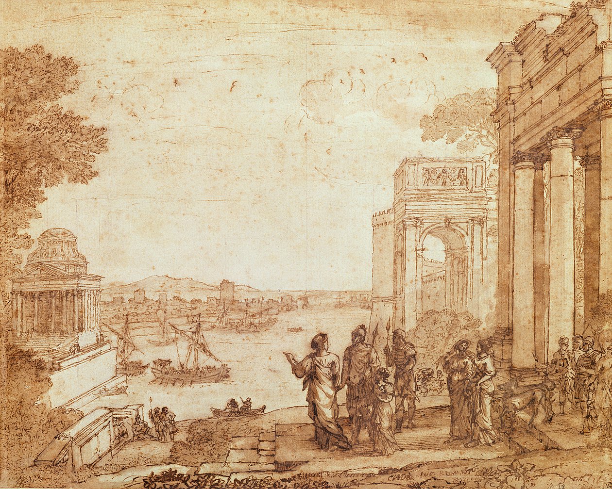 Ansicht von Karthago mit Dido und Aeneas von Claude Lorrain